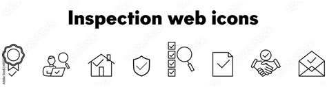 Inspection Web Icons In Line Style Examination Testing Quality Control Check Inspect