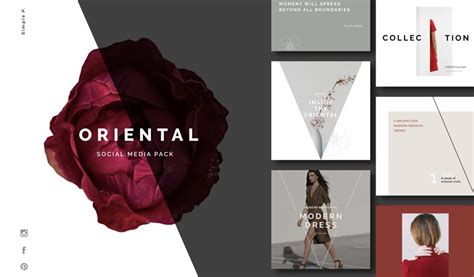 Oriental 소셜 미디어 팩블로그인스타그램핀터레스트 디자인 Simple P