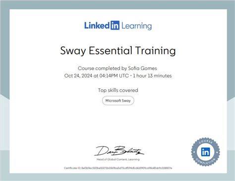 I Am Pleased To Share That I Have Completed My Sway Essential Training Program This Course Has