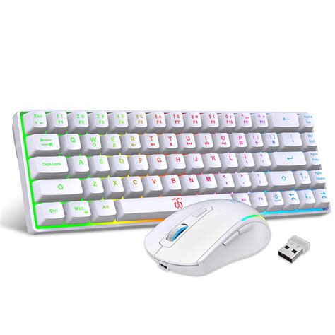 Snpurdiri 60 Wireless Gaming Keyboard And Mouse Combo Led Backlit Rechargeable 2000mah Battery