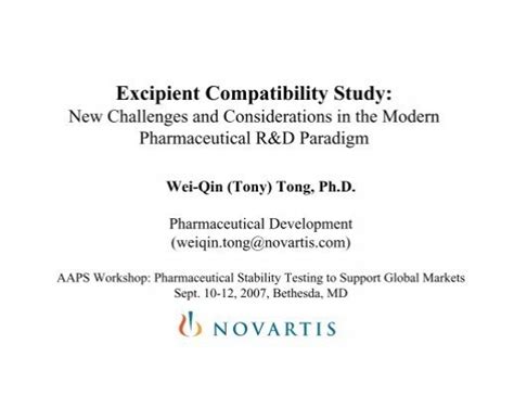 New Challenges With Excipient Compatibility Study