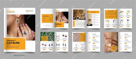 제품 카탈로그 템플릿 또는 보석 카탈로그 레이아웃 디자인 및 브로셔 프리미엄 벡터