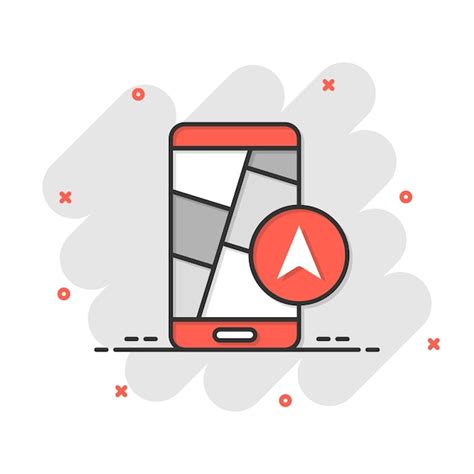 Premium Vector Smartphone Map Icon In Comic Style Mobile Phone Gps Navigation Cartoon Vector