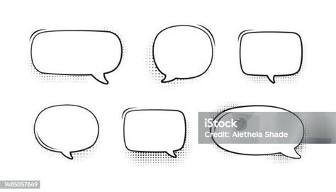 복고풍의 빈 코믹 버블은 검은색 하프톤 그림자로 설정되어 있습니다 벡터 일러스트레이션 빈티지 디자인 팝 아트 스타일 검은색에 대한 스톡 벡터 아트 및 기타 이미지 Istock