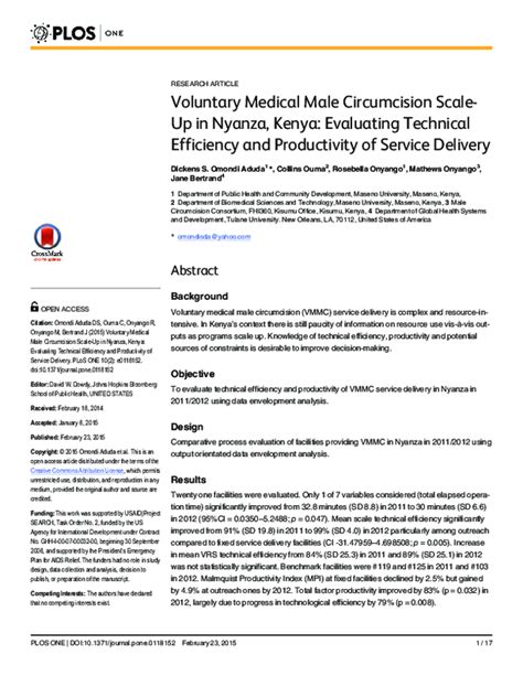 Pdf Voluntary Medical Male Circumcision Scale Up In Nyanza Kenya