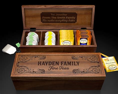 Personalized Tea Box Rustic Wood Tea Box Custom Tea Tea Lovers T