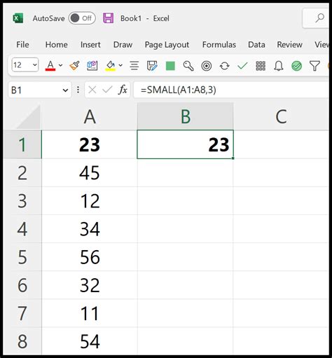 Find The Lowest Value From A List Of Numbers N In Excel Formula