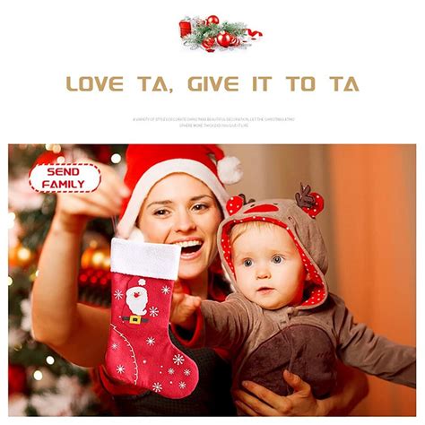 1 3 бр Коледни чорапи Плат Дядо Коледа Чорап Детска чанта за бонбони Домашни декори Снежен