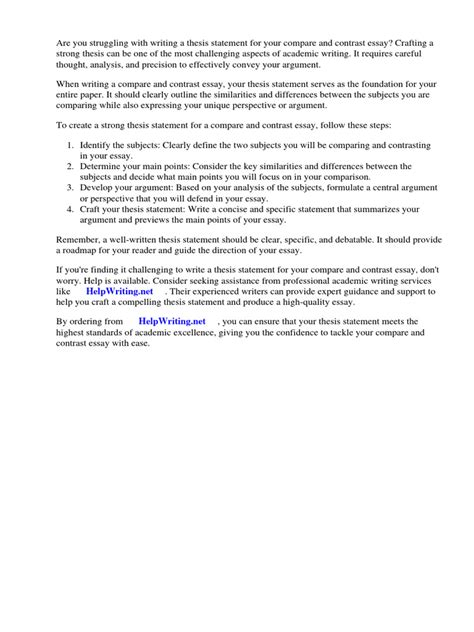 How Do You Write A Thesis Statement For A Compare And Contrast Essay Pdf Essays Thesis