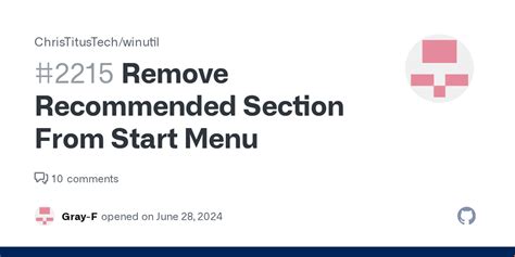 Remove Recommended Section From Start Menu · Issue 2215 · Christitustech Winutil · Github