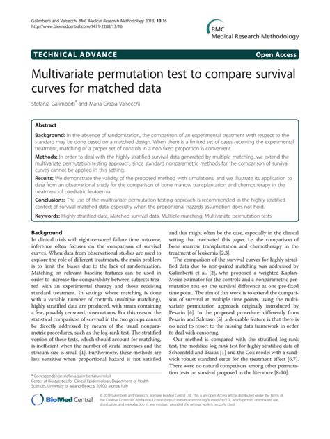 Pdf Multivariate Permutation Test To Compare Survival Curves For