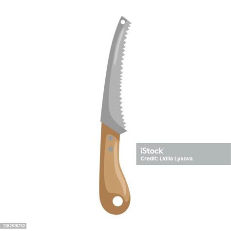 정원은 고립 된 흰색 배경에서 보았다 스타일의 플랫 나무 손잡이와 쇠톱 정원 도구 가지치기에 대한 스톡 벡터 아트 및 기타 이미지 가지치기 톱 가정 생활 Istock