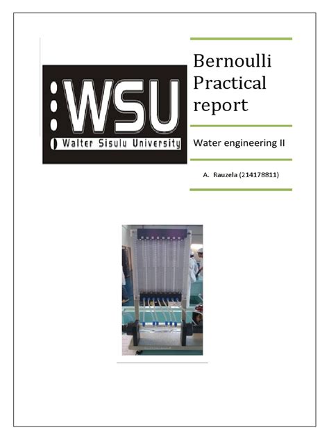Bernoulli Lab Experiment Pdf Fluid Dynamics Pressure Measurement
