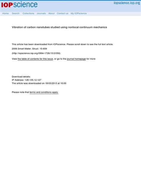 Vibration Of Carbon Nanotubes Pdf Carbon Nanotube Bending