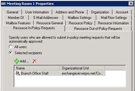 Restricting Room Mailbox Bookings To Specific Groups In Exchange