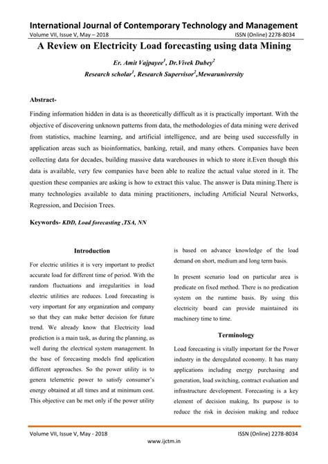 Pdf International Journal Of Contemporary Technology And Management A Review On Electricity