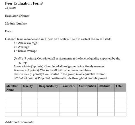 25 Peer Evaluation Form Templates And Samples