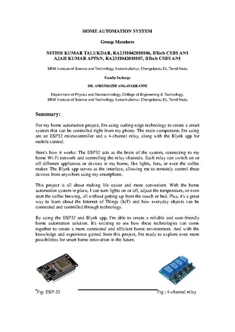 home automation 1 project abstract home automation system group members nitish kumar talukdar