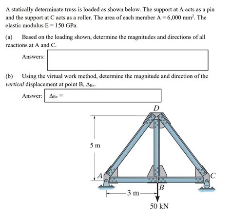Solved A Statically Determinate Truss Is Loaded As Shown
