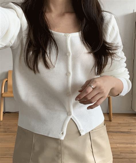 골지 시보리 핑크 슬림 가을 니트 가디건 에이블리