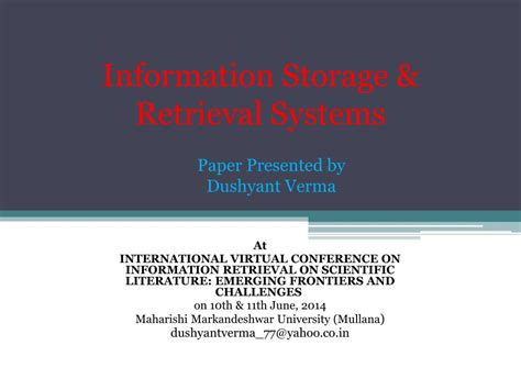 Ppt Information Storage And Retrieval Systems Powerpoint Presentation