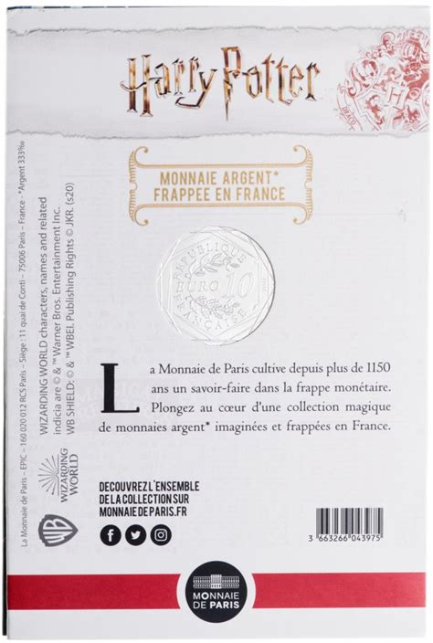 Монета Франция 10 евро 2021 Гарри Поттер Гарри Поттер и Принц полукровка в буклете
