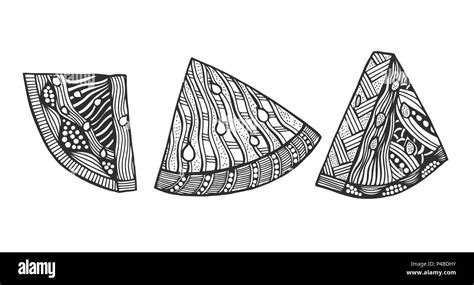 Watermelon Zentangle Stylized Vector Illustration Hand Drawn Pencil