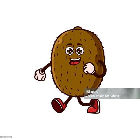 귀여운 키위 과일 캐릭터는 행복한 얼굴로 걷고 있습니다 과일 문자 아이콘 개념 격리 플랫 만화 스타일 프리미엄 벡터 0명에 대한 스톡 벡터 아트 및 기타 이미지 Istock