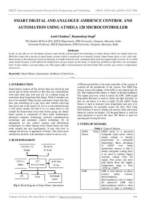 Pdf Smart Digital And Analogue Ambience Control And Automation Using Atmega 128 Microcontroller