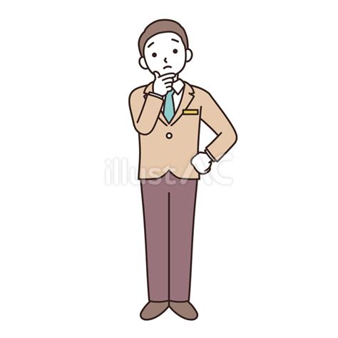首をかしげる男性ショップ店員 01イラスト No 23713222／無料イラスト フリー素材なら「イラストac」
