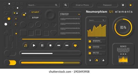 User Interface Elements Mobile App Neumorphism Stock Vector Royalty