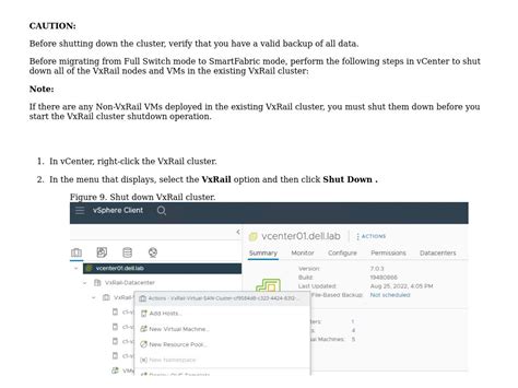 Shut Down The Existing Vxrail Cluster Dell Smartfabric Vxrail Brownfield Deployment