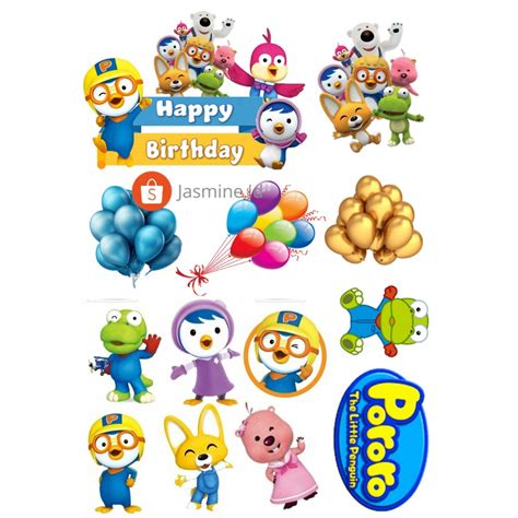 Custom Pororo Toppercustom Pororo Birthday Cake Decoration Shopee