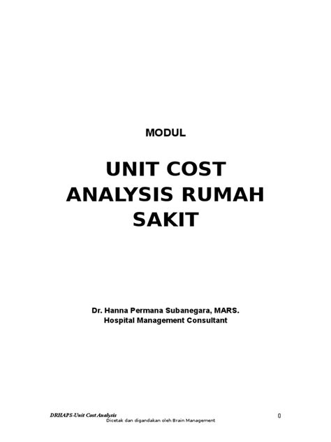 Modul Unit Cost Analysis 2014 Pdf
