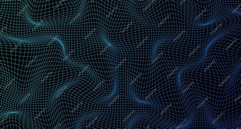 Premium Vector Abstract Wavy 3d Mesh Geometric Dynamic Wave Distorted Square Grid Warped Mesh