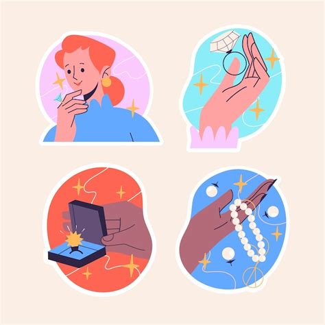 Premium Vector Naive Jewelry Stickers Collection