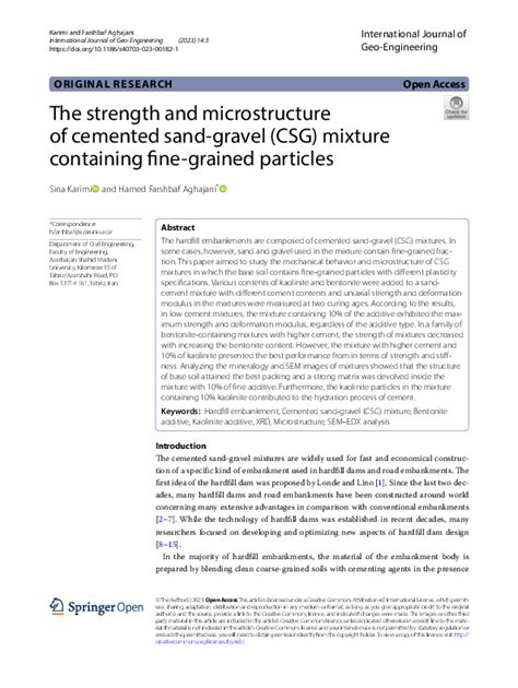 Pdf The Strength And Microstructure Of Cemented Sand Gravel Csg Mixture Containing Fine