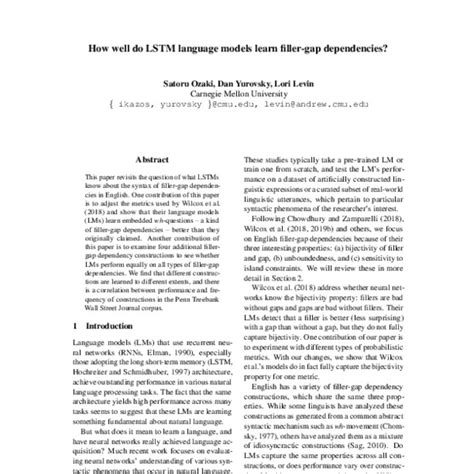 How Well Do Lstm Language Models Learn Filler Gap Dependencies Acl