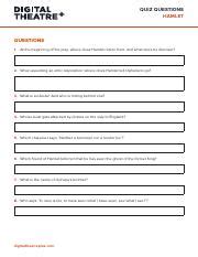 HAMLET Quiz Questions HAMLET Pdf QUIZ QUESTIONS HAMLET QUESTIONS At The Beginning Of The