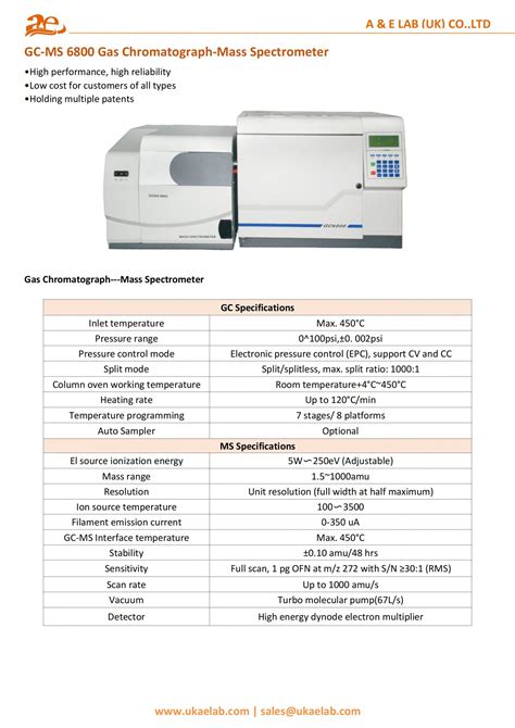 Aelab Gas Chromatograph Mass Spectrometer Gc Ms 6800