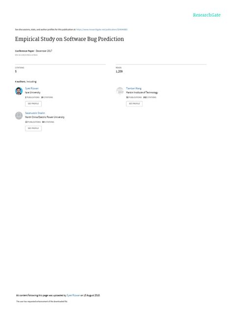 Empirical Study On Bug Prediction Pdf Statistical Classification