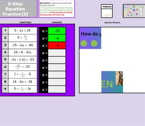 Solve 2 Step And Multi Step Equations 6 Self Checking Digital Puzzles Printables