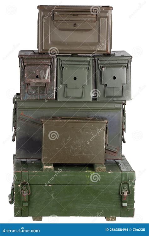 Stack Of Us Army Ammo Cans Royalty Free Stock Image