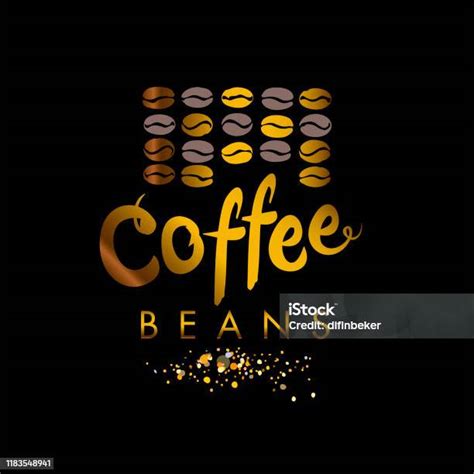 커피 콩 골드 커피 콩 벡터 로고입니다 커피 숍에 대한 평면 벡터 템플릿입니다 금 금속에 대한 스톡 벡터 아트 및 기타 이미지