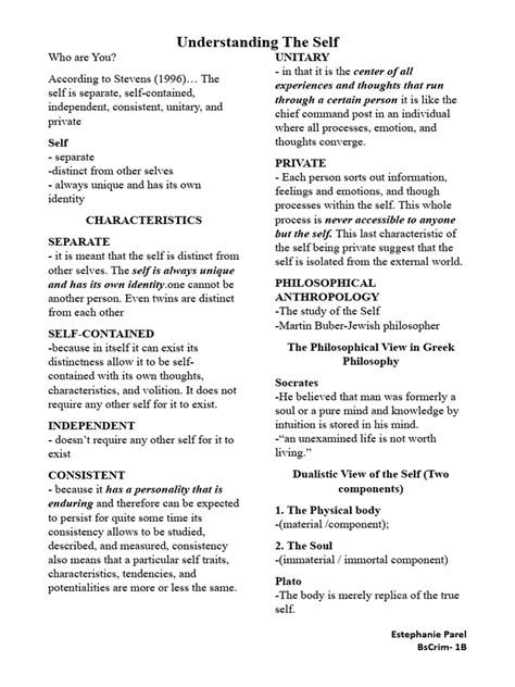 Understanding The Self Pdf Soul Philosophy Of Self