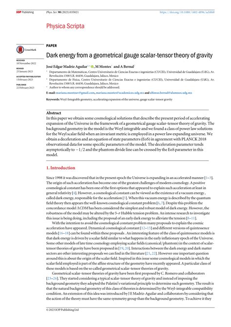 Dark Energy From A Geometrical Gauge Scalar Tensor Theory Of Gravity Request Pdf