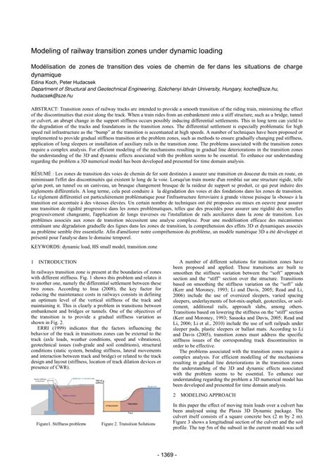 Pdf Modeling Of Railway Transition Zones Under Dynamic Loading