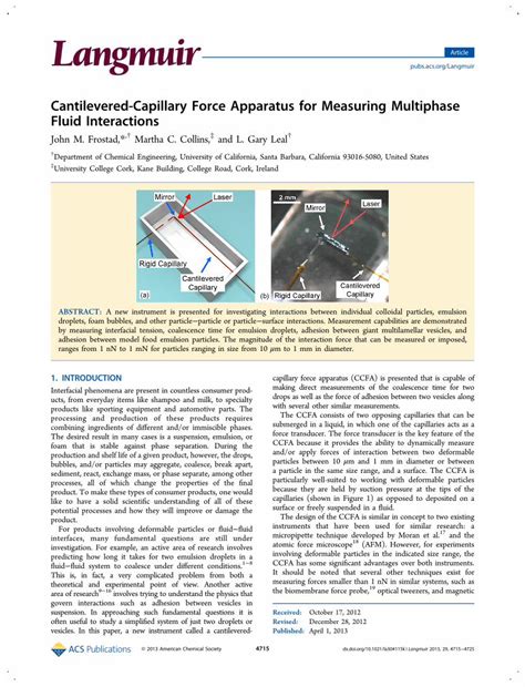 Pdf Cantilevered Capillary Force Apparatus For Measuring Multiphase