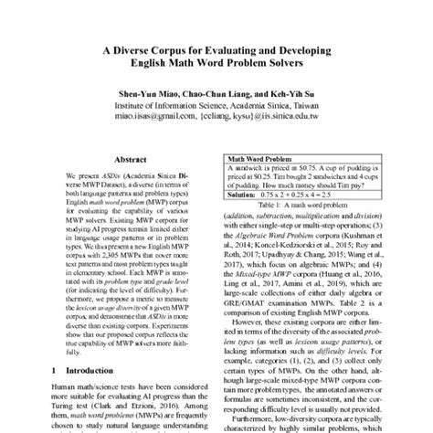 A Diverse Corpus For Evaluating And Developing English Math Word Problem Solvers Acl Anthology