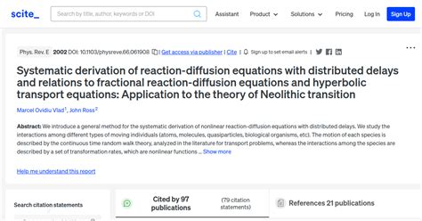 Citation Report Systematic Derivation Of Reaction Diffusion Equations With Distributed Delays